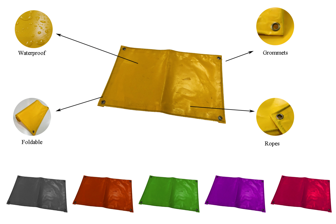 Yellow Flame Resistant PVC Fabric Mesh Coated Tarp For Flood barrier ...