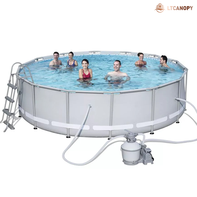 Portable pvc inflatable Rectangular / Round Metal Frame Swimming Pool ...
