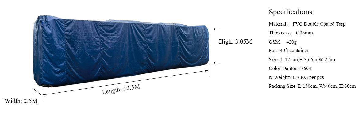 Waterproof Covering Tarpaulin 40ft Container Cover PVC Coated Tarp ...